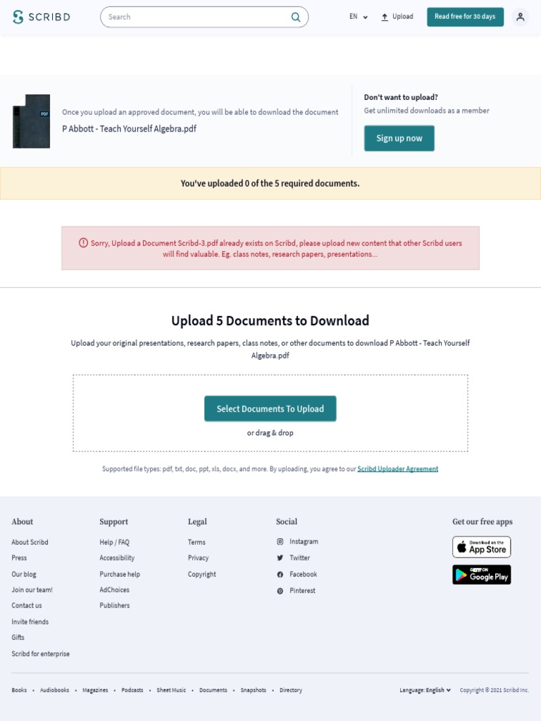 Upload 5 Documents To Download: P Abbott - Teach Yourself Algebra PDF | PDF | Scribd | Online ...