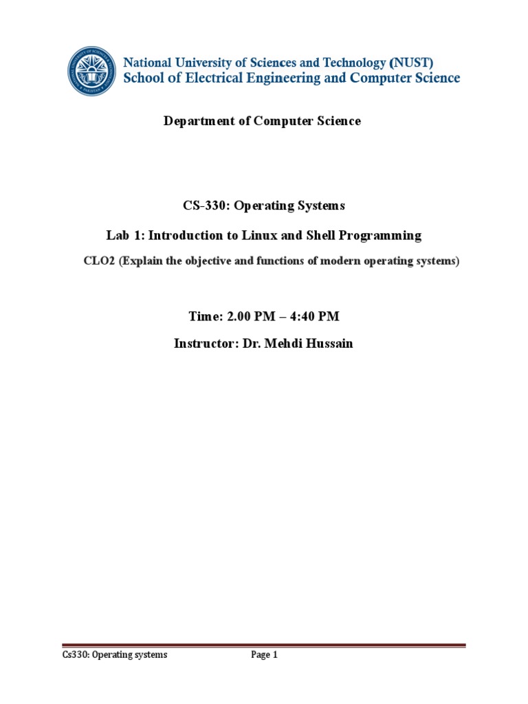 Department of Computer Science: CLO2 (Explain The Objective and ...