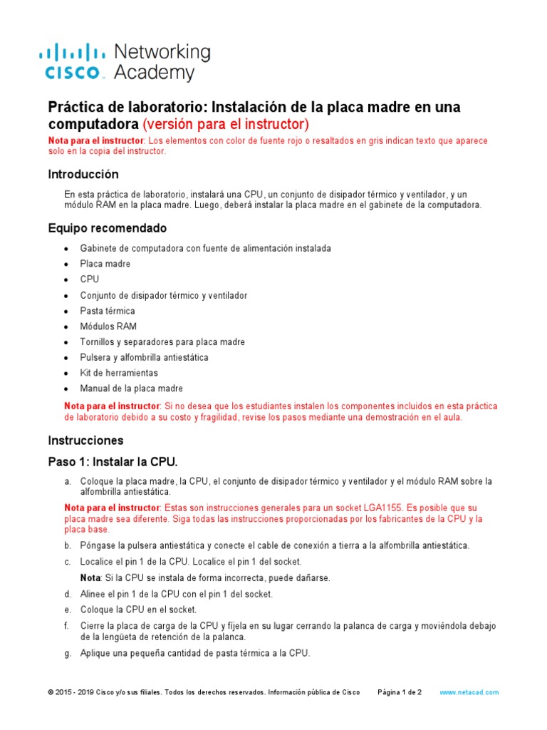 2.1.3.10 Lab - Install The Motherboard in A Computer - ILM | PDF ...