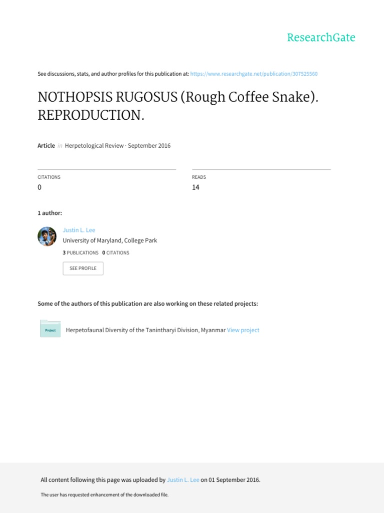 Nothopsis Snake Note | PDF | Zoology | Herpetology