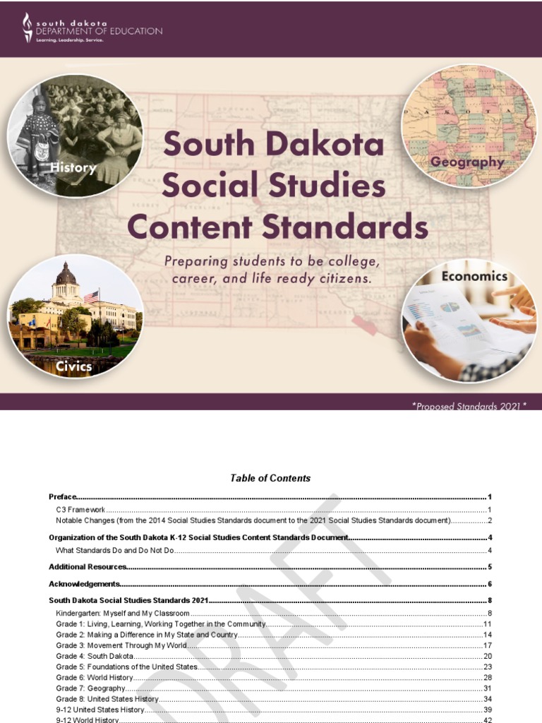 SD Soc Studies Standards July25-2021 | PDF | Curriculum | Community