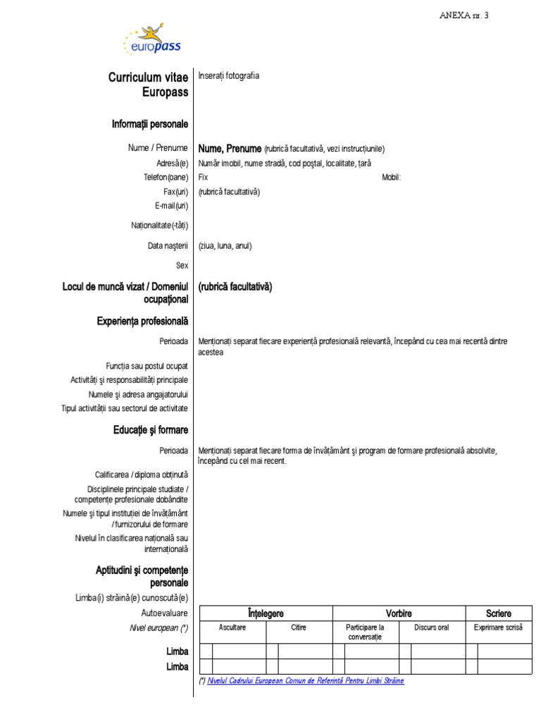 Anexa Nr. 3 - CV | PDF