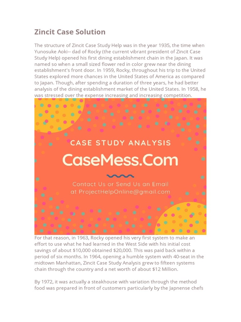 Zync Case | PDF | Foods | Restaurants