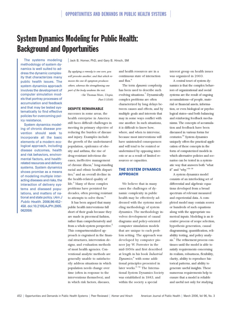 System Dynamics Modeling For Public Health Background and Oportunitties ...