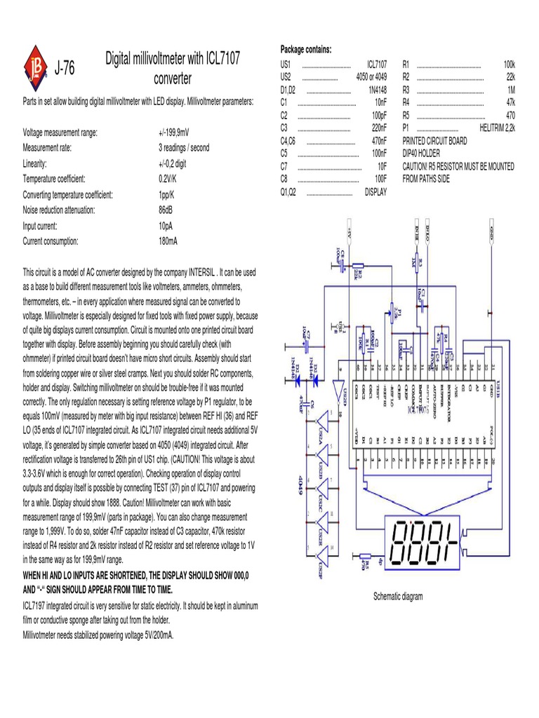 Digital Millivoltmeter With ICL7107 Converter: Package Contains | PDF ...