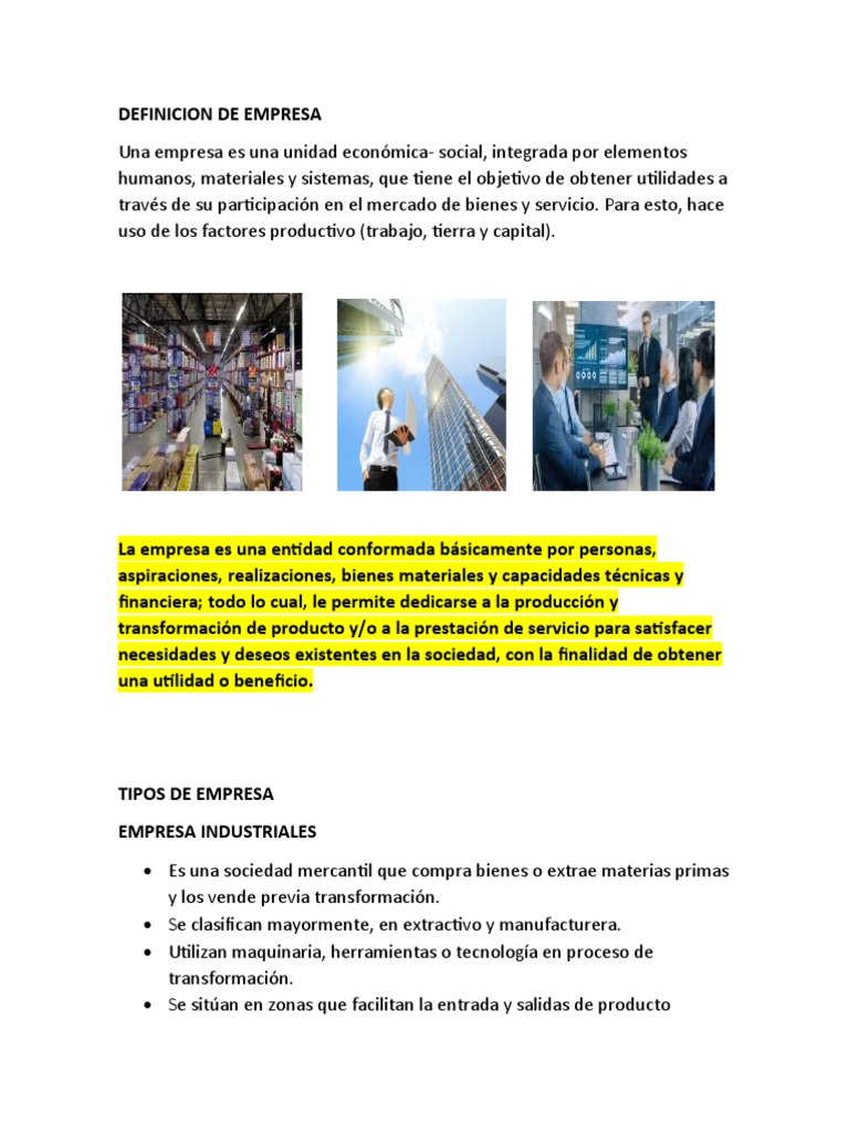Definicion De Empresa Las Empresas En El Siglo XXI | PDF | Business