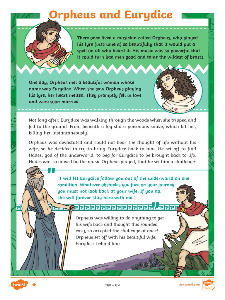 Orpheus and Eurydice Differentiated Reading Comprehension-1-3 | PDF ...