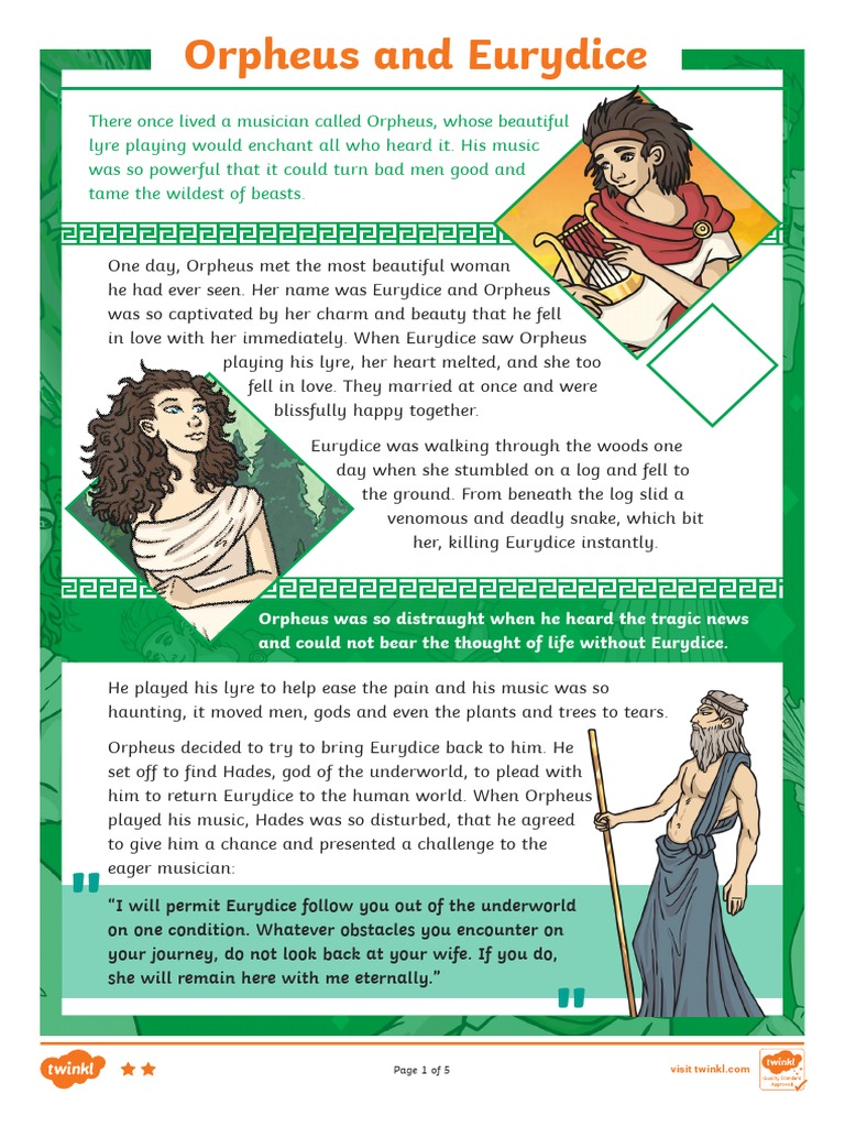 Orpheus and Eurydice Differentiated Reading Comprehension-5-9 | PDF ...