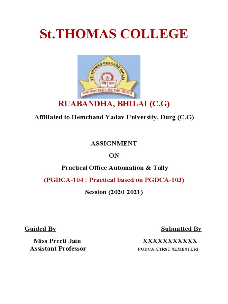 PGDCA First Semester Practical Front Pages | Download Free PDF | Cognition