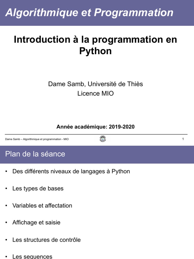 Cours Python | PDF | Langage de programmation | Structure de contrôle