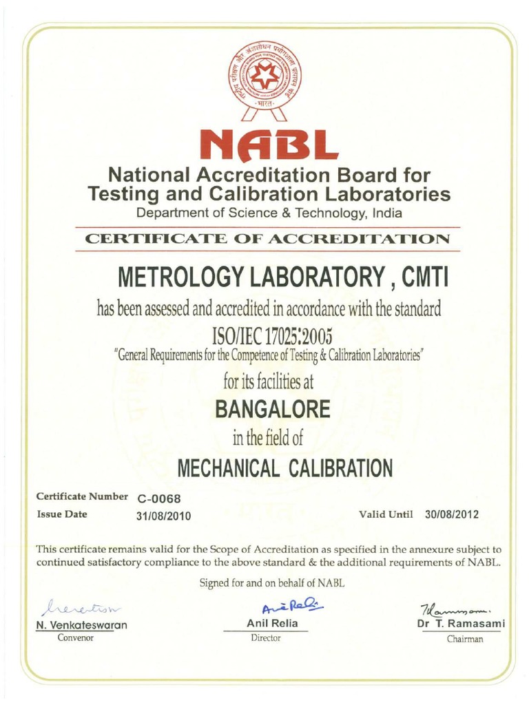 CMTI-NABL Scope DT 31 08 2010 | PDF