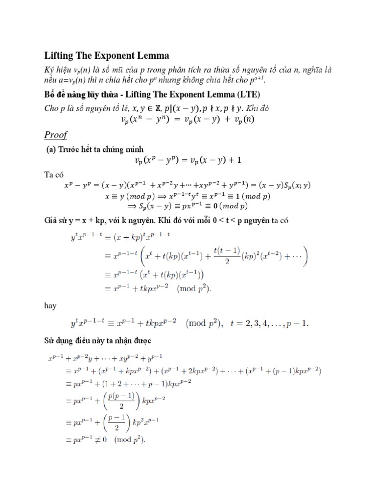 Lifting The Exponent Lemma | PDF