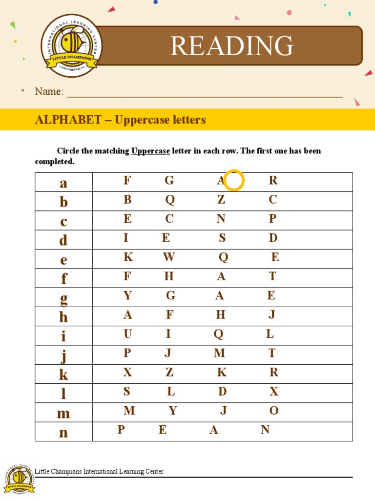 Uppercase Letter Matching Activity | PDF