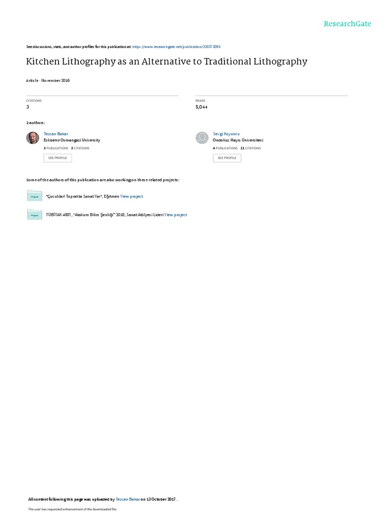 Kitchen Lithography As An Alternative To Traditional Lithography | PDF ...