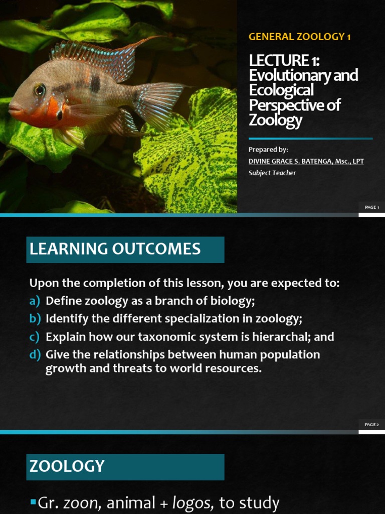 Zoology 1 Lecture: Evolution and Ecology Perspective | PDF | Zoology ...