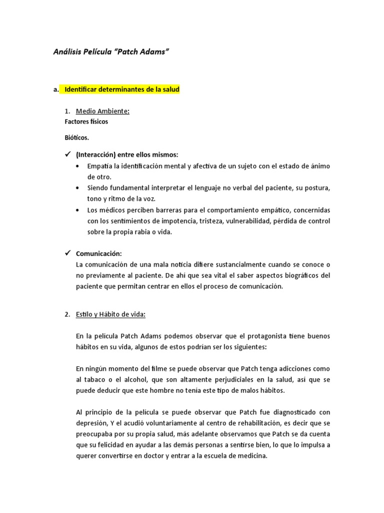 Análisis de Película-Patch Adams | PDF | Esquizofrenia | Hospital