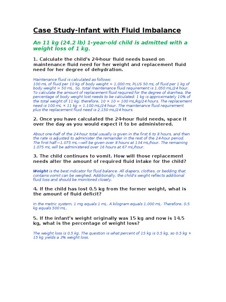 Case Study-Infant With Fluid Imbalance08-10-KEY | PDF | Dehydration ...