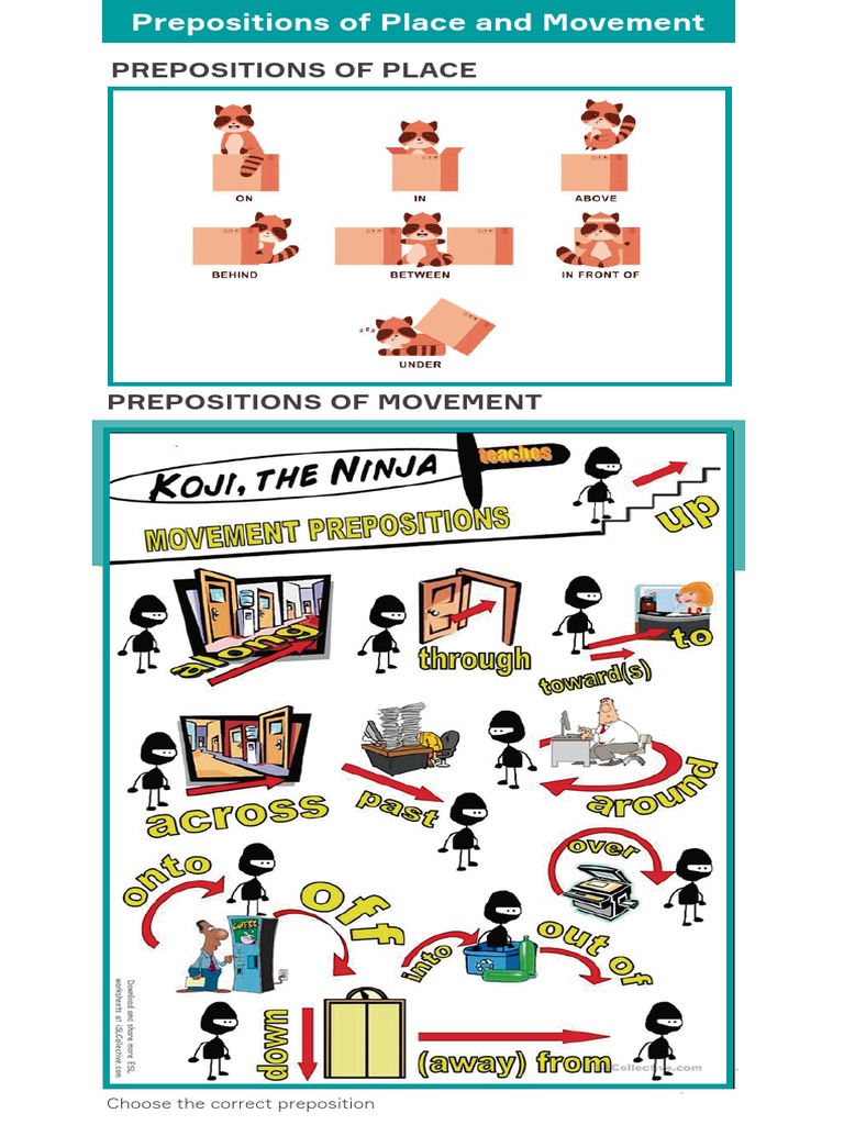 Prepositions of Place & Movement Guide | PDF