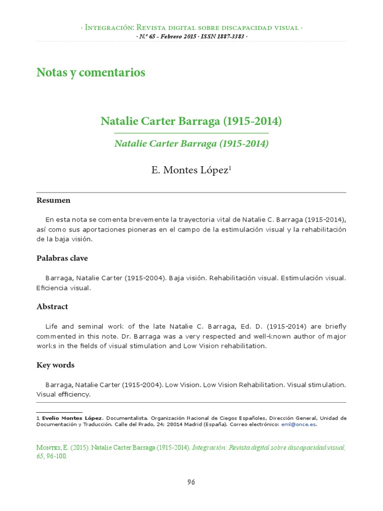 Legado de Natalie Barraga en rehabilitación visual | PDF | Invalidez ...
