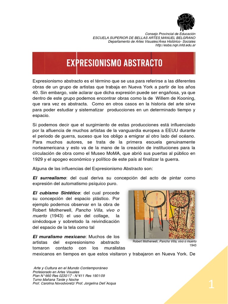 Expresionismo Abstracto e Informalismo Europeo | PDF | Pinturas | Arte ...