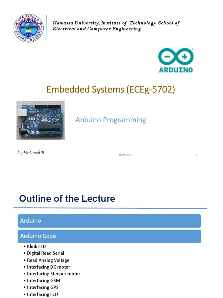 Embedded Systems (Eceg-5702) : Arduino Programming | PDF | Arduino | Analog To Digital Converter