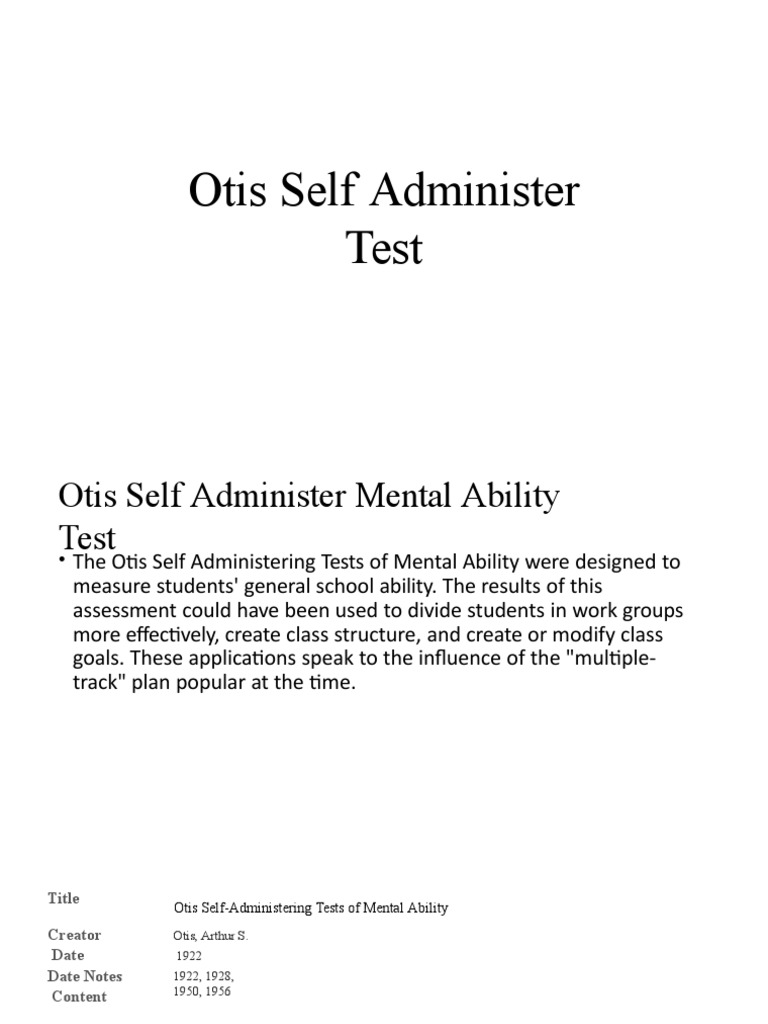 Otis Self-Administering Mental Ability Test | PDF | Test (Assessment ...