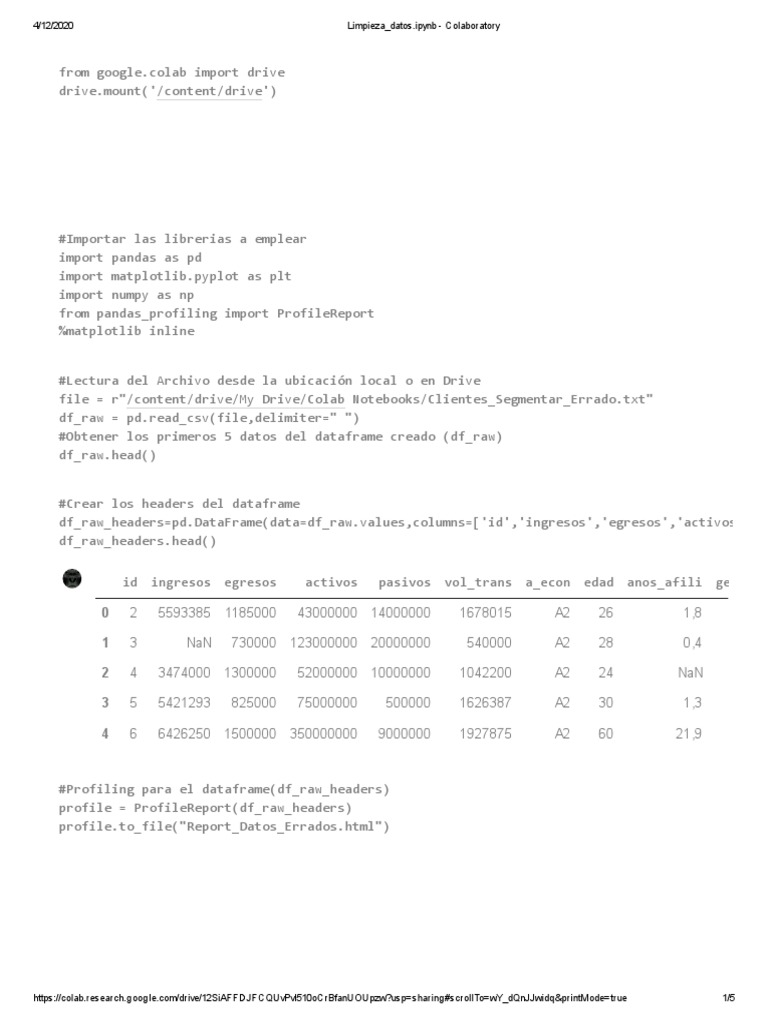 Limpieza - Datos - Ipynb - Colaboratory | PDF | Programación de ...