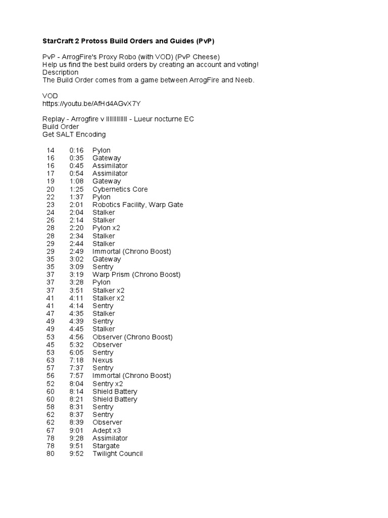 StarCraft 2 Protoss Build Orders and Guides | PDF | Games & Activities
