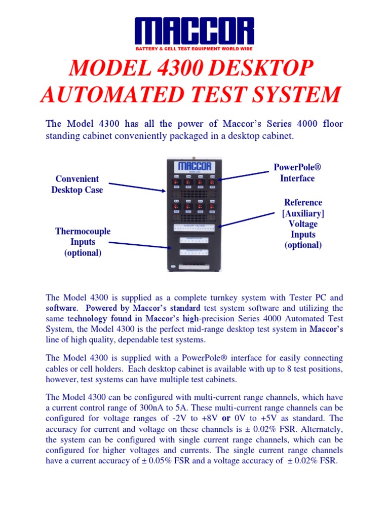 Data Sheet For Model 4300 Test System | PDF | Desktop Computer | Volt