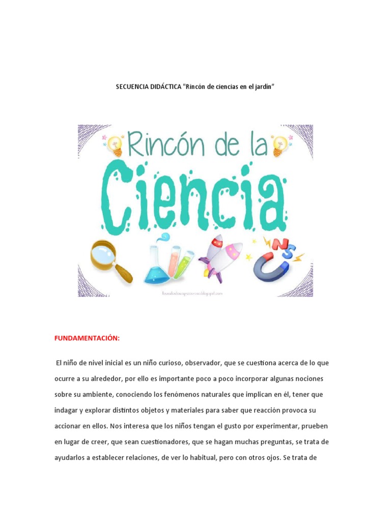 Rincón de Ciencias para Niños en Aula | PDF | Experimentar | Método ...