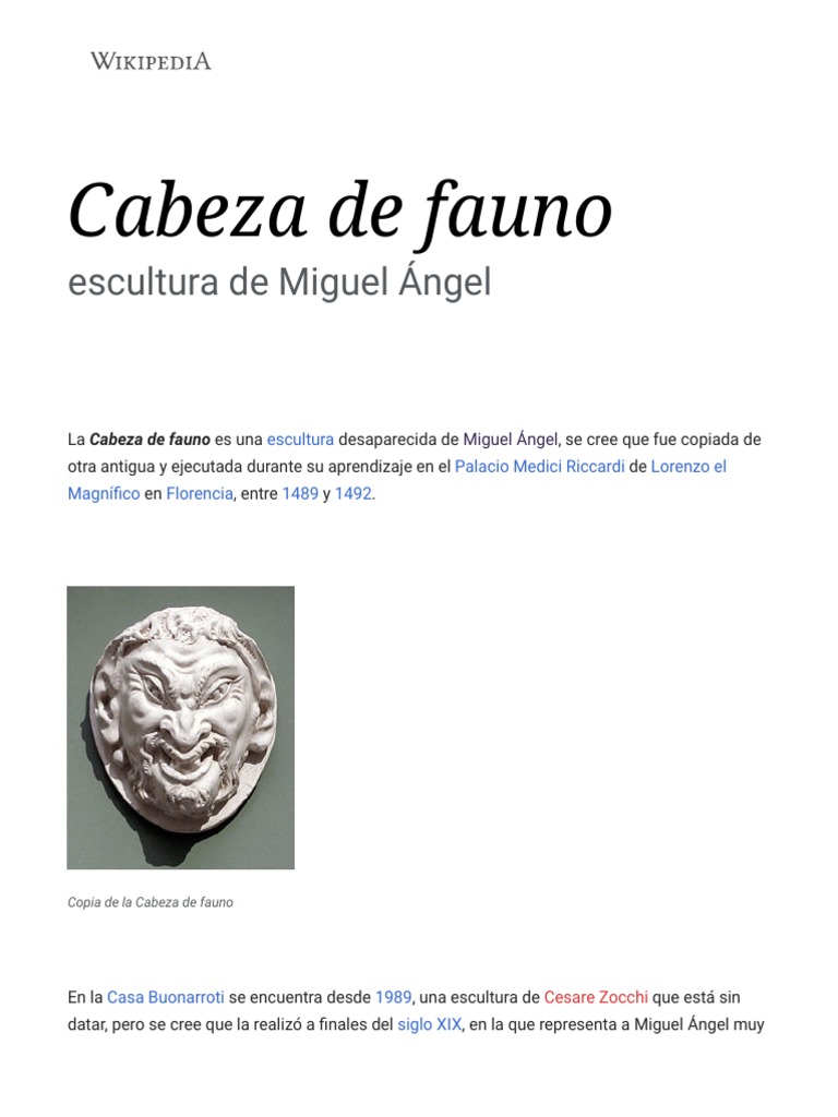 Cabeza de Fauno - Wikipedia, La Enciclopedia Libre | PDF