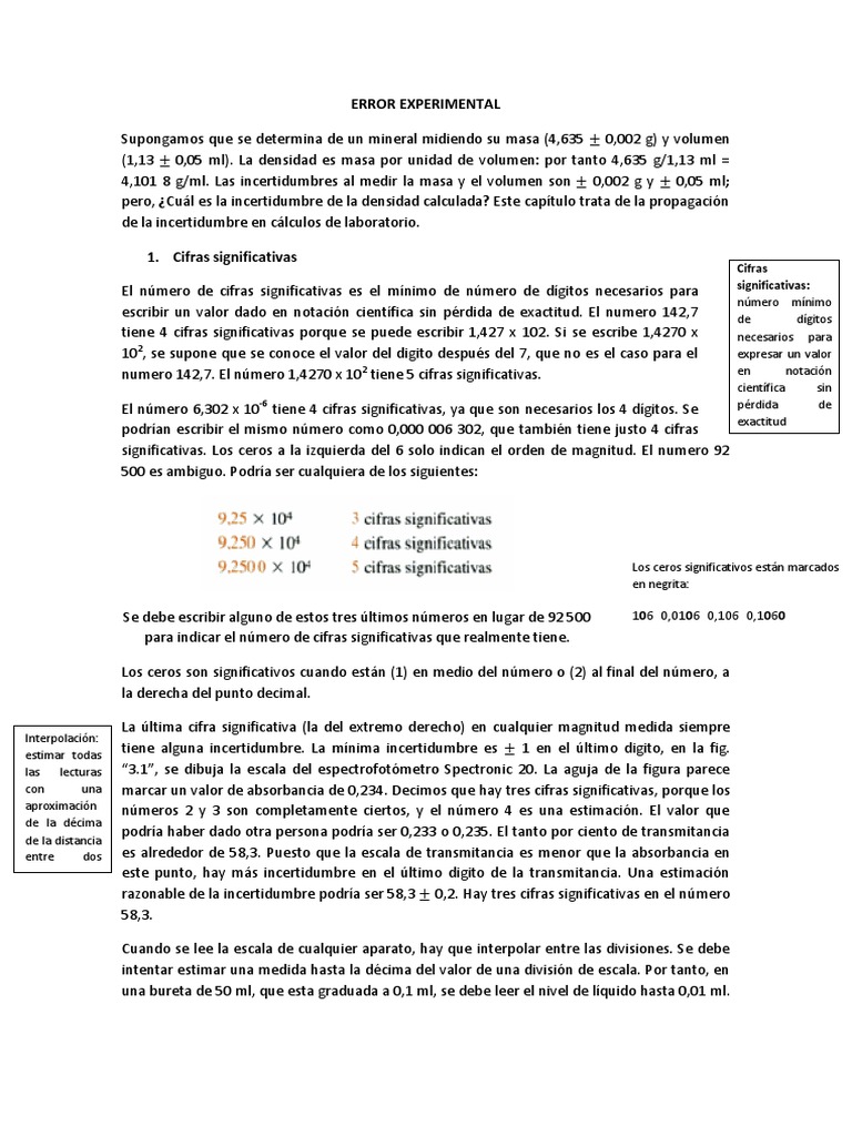 Error Experimental | PDF | Equilibrio químico | Exactitud y precisión