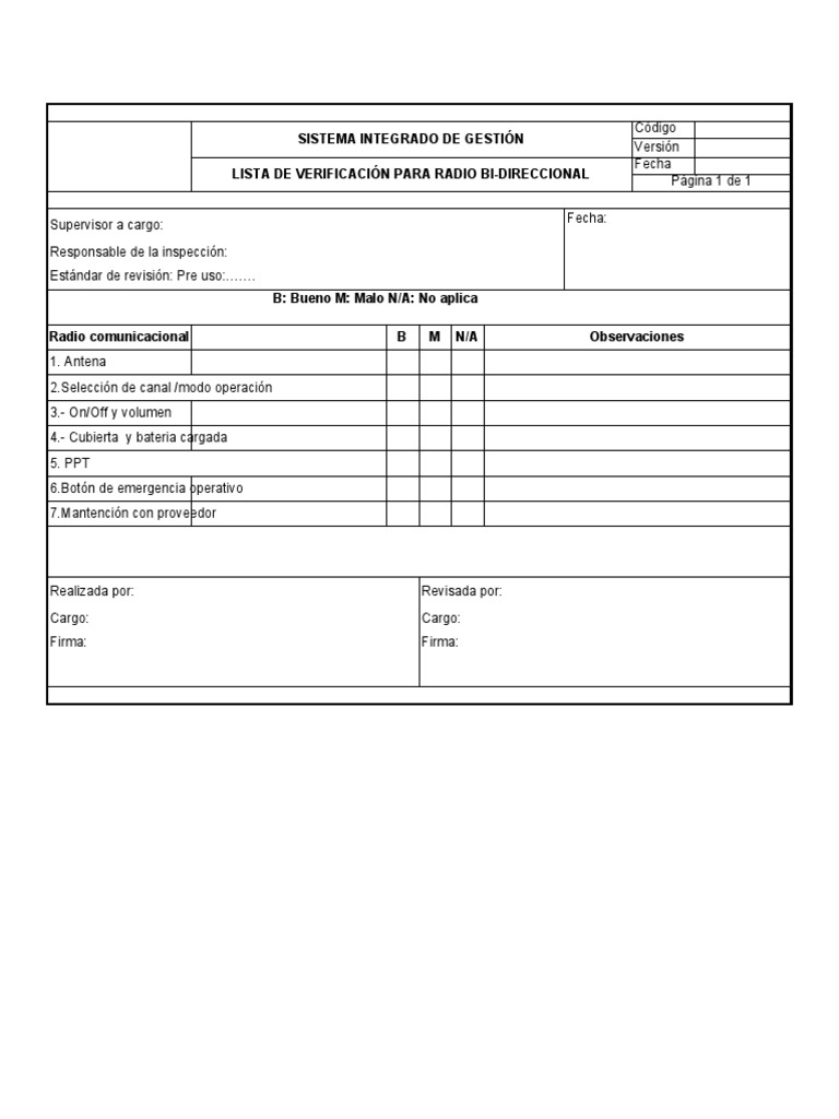 054 - Check List RADIO | PDF | Tecnología