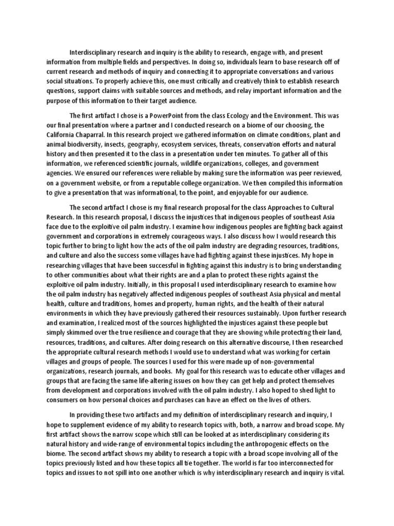 Interdisciplinary Research and Inquiry | PDF | Resource | Biodiversity