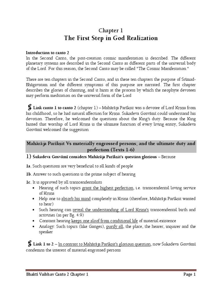 Canto 2 Chapter 1 SB Study Guide | PDF | Meditation | Transcendence ...