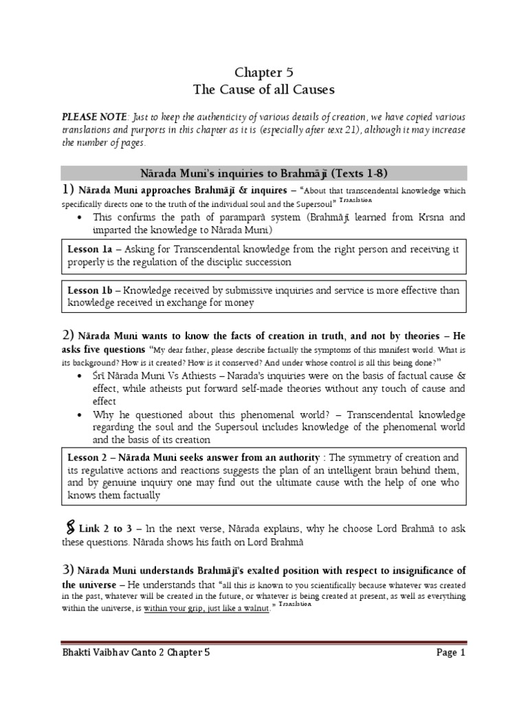 Canto 2 Chapter 5 SB Study Guide | PDF | Brahman | God