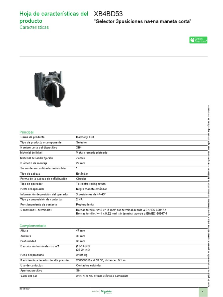 Harmony XB4 - XB4BD53 | PDF | Tornillo | Materiales