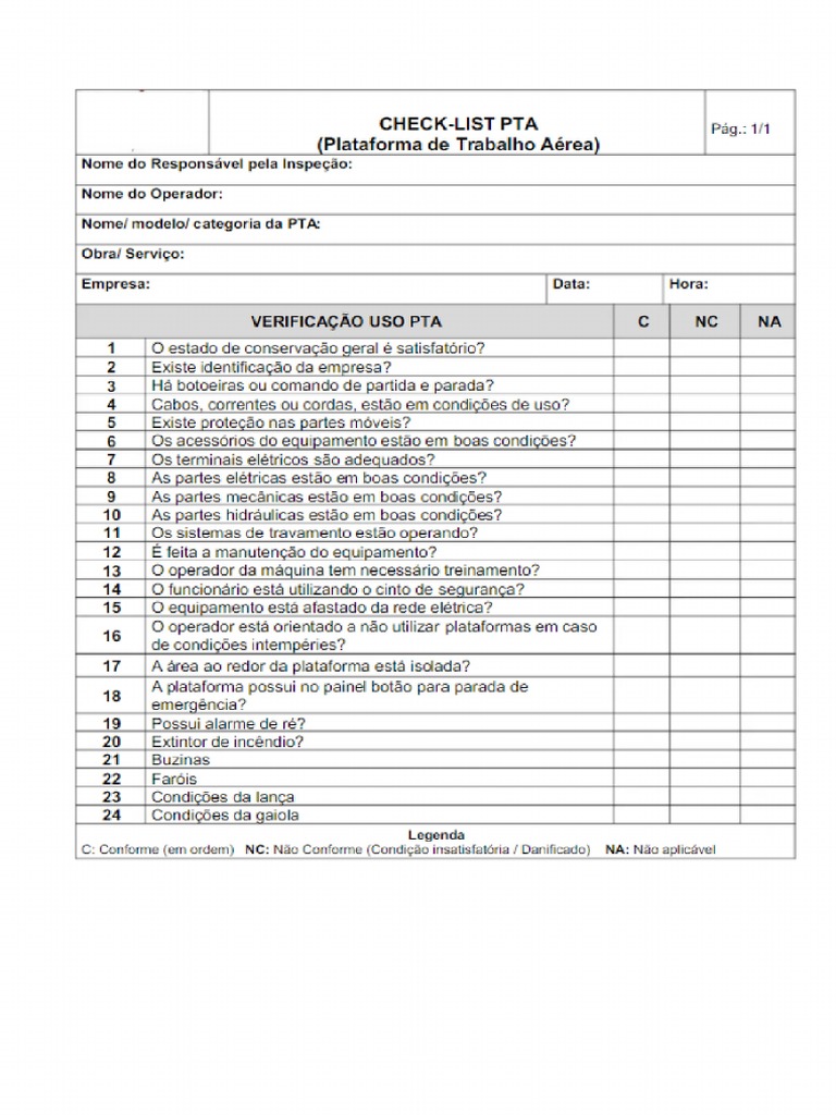 Check List PTA | PDF