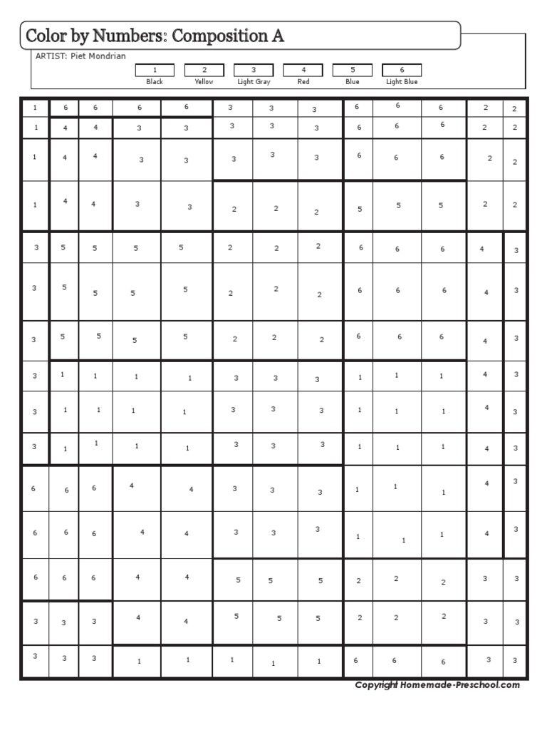 Color by Numbers: Composition A: ARTIST: Piet Mondrian | PDF | Qualia ...