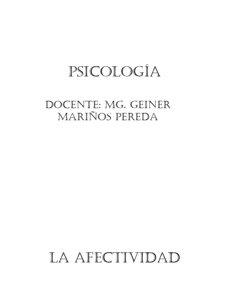 3 La Afectividad Pdf Las Emociones Sensación