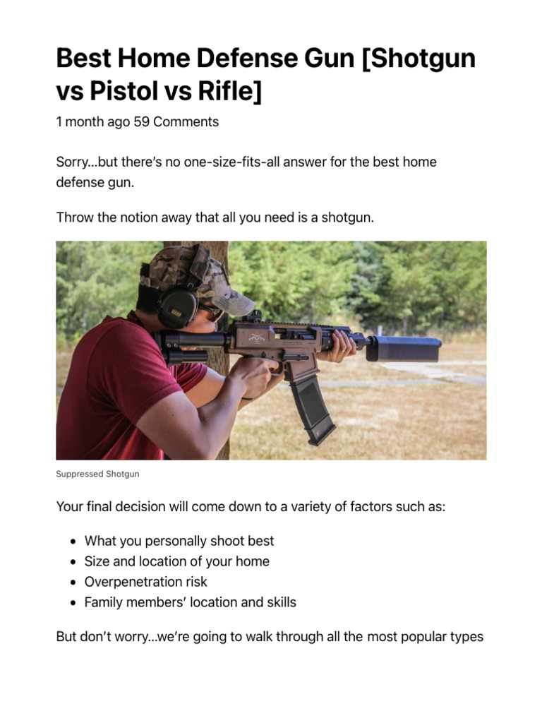 Best Home Defense Gun (Shotgun Vs Pistol Vs Rifle) - Pew Pew Tactical ...