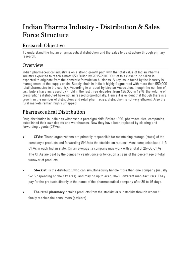 Indian Pharma Industry - Distribution & Sales Force Structure | PDF ... Indian Pharma Industry - Distribution & Sales Force Structure | PDF ...
