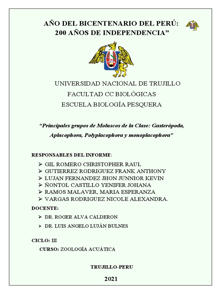 Moluscos Univalvos | PDF | Moluscos | Biología