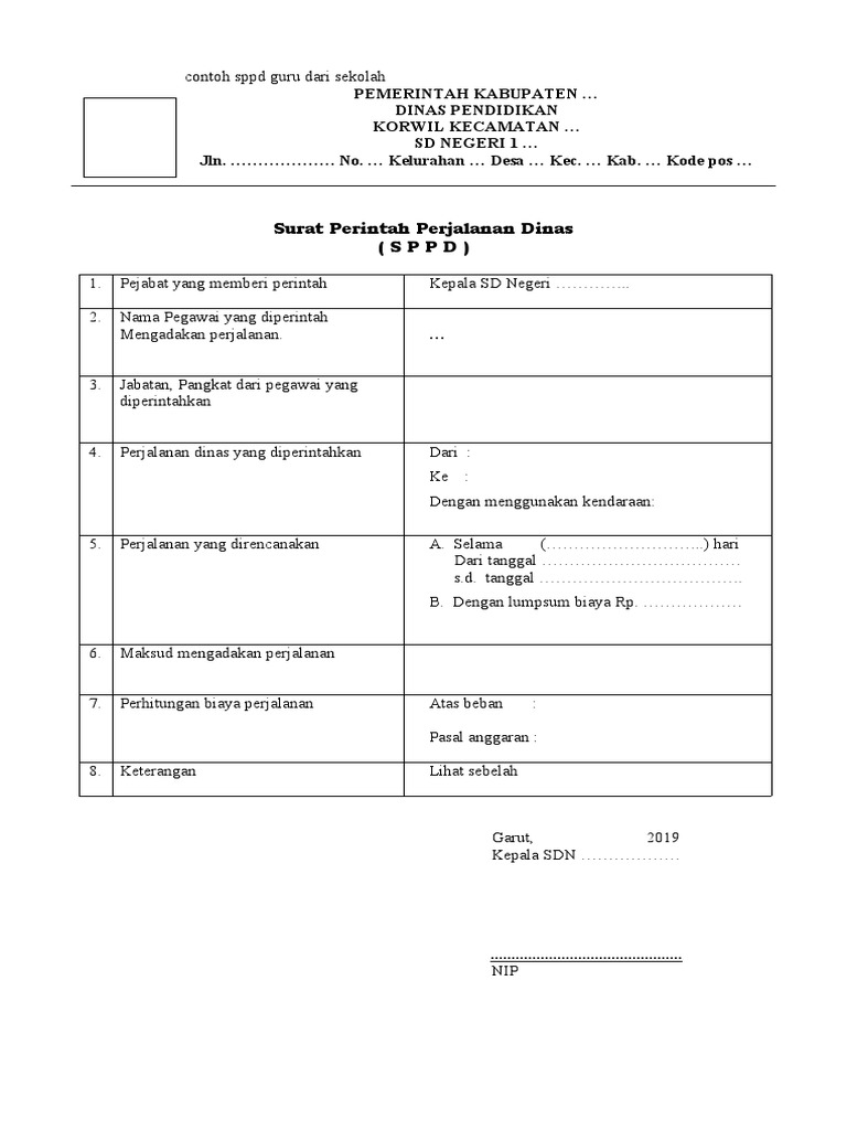 Contoh SPPD Guru Dari Sekolah | PDF