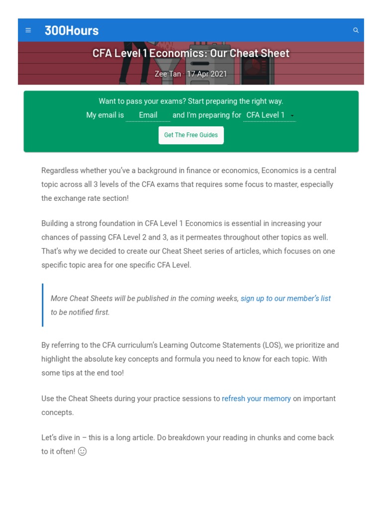 CFA Level 1 Economics - Our Cheat Sheet - 300hours | PDF | Inflation ...