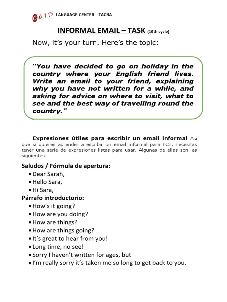 Useful Expressions for Writing an Informal Email in English: Advice on ...