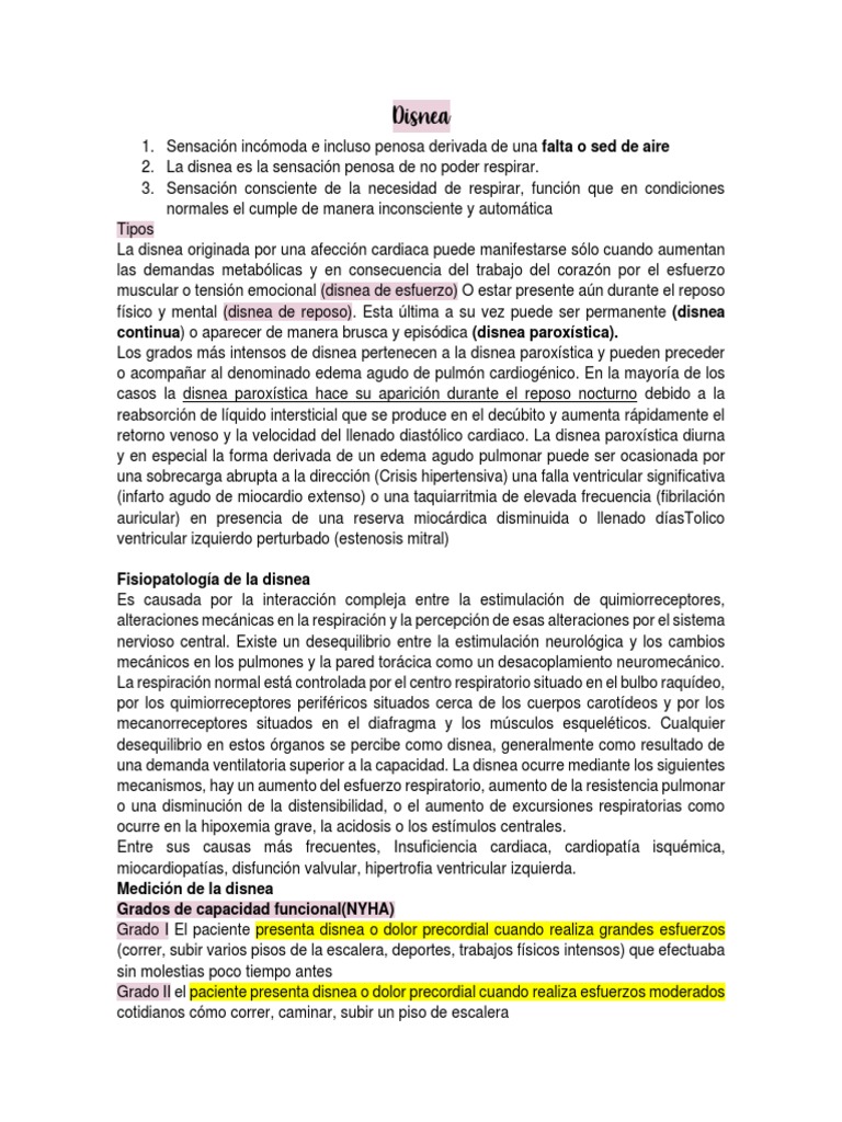 Tipos y causas de disnea cardiaca | PDF | Insuficiencia cardíaca | Tos