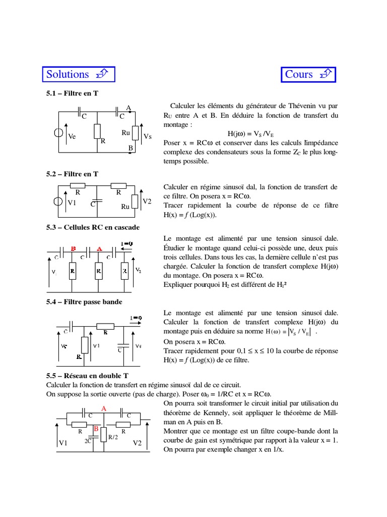 Exerc 5 | PDF | Impédance (électricité) | Filtre (électronique)