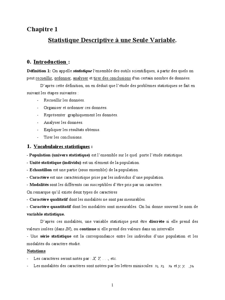 Cours Prob-Stat | PDF | Moyenne | Médiane (statistiques)