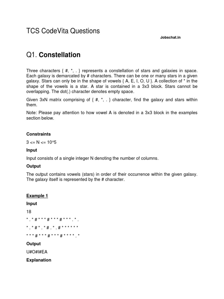 TCS CodeVita Question Papers | PDF | Numbers | Jedi